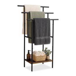 Relaxdays Handtuchst&auml;nder, Mehrfarbig, Metall, Holzwerkstoff, 68x100x30 cm, Badaccessoires, Duschzubeh&ouml;r, Handtuchst&auml;nder