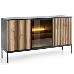 Graingold Kommode, Eiche Wotan, Metall, 6 F&auml;cher, Rechteckig,Rechteckig, 154x83x39 cm, Wohnzimmer, Kommoden & Sideboards, Kommoden