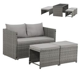 SVITA Sitzgruppe, Grau, Kunststoff, 4-Sitzer, rechteckig, Loungem&ouml;bel, Gartenlounge-Sets