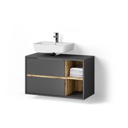 Livinity&reg; Waschbeckenunterschrank, Anthrazit, Holzwerkstoff, 5 F&auml;cher, 2 Schubladen, Rechteckig, 100x60x45.5 cm, Badezimmer, Badezimmerschr&auml;nke, Waschbeckenunterschr&auml;nke