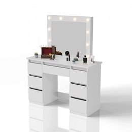 Juskys Schminktisch, Wei&szlig;, Holz, 110x141x40 cm, Schlafzimmer, Schminktische