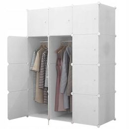 Muvu Kleiderschrank, Wei&szlig;, Kunststoff, 111x147x47 cm, Schlafzimmer, Kleiderschr&auml;nke, Dreht&uuml;renschr&auml;nke