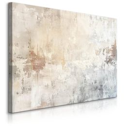 Muralo Leinwandbild, Beige, Braun, Grau, Wei&szlig;, Textil, Kiefer, Abstrakt, Beton Optik, Rechteckig, 90x60 cm, einfache und schnelle Anbringung, Bilder und Zubeh&ouml;r, Wandbilder, Leinwandbilder