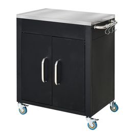 HOMCOM K&uuml;chenwagen,, Schwarz, Metall, 50x86.5x86 cm, Esszimmer, Servierwagen