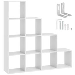 TecTake B&uuml;cherregal, Wei&szlig;, Holzwerkstoff, Abstrakt, Quadratisch, 130x130x29 cm, Wohnzimmer, Regale, B&uuml;cherregale