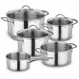 Kopf Topfset, Edelstahl, Metall, Rund, backofengeeignet, Kochen, T&ouml;pfe, Topfsets