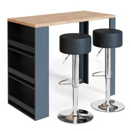 VICCO Bartisch-Set, Eiche, Holzwerkstoff, 3 F&auml;cher, Rechteckig,Rechteckig, 57x106x117 cm, Esszimmer, Barm&ouml;bel, Barschr&auml;nke & Theken