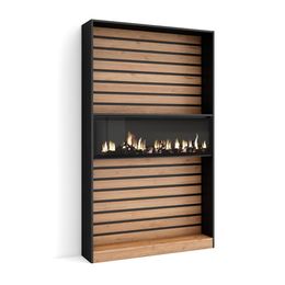 Skraut Home Regal, Eiche, Schwarz, Holzwerkstoff, Rechteckig,Rechteckig, 110x186x25 cm, Wohnzimmer, Regale