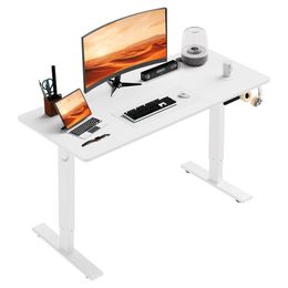 Homavo Schreibtisch, Wei&szlig;, Metall, Recyclingholz, Rechteckig, 60x117x110 cm, Arbeitszimmer, Schreibtische, B&uuml;rotische