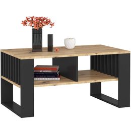 Akord Couchtisch, Eiche Artisan, Schwarz, Holzwerkstoff, Nachbildung, Rechteckig,Rechteckig, 92x45x53 cm, Wohnzimmer, Wohnzimmertische, Couchtische