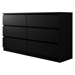 Mirjan24 Kommode, Schwarz, Holzwerkstoff, 6 Schubladen, 138x77x40 cm, Wohnzimmer, Kommoden & Sideboards, Kommoden