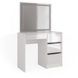 VICCO Schminktisch, Wei&szlig; Hochglanz, Holzwerkstoff, 4 F&auml;cher, 4 Schubladen, Rechteckig,Rechteckig, 90x75x40 cm, Schlafzimmer, Schminktische