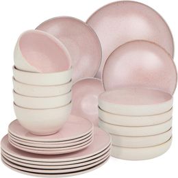 TecTake Tafelservice, Rosa, Keramik, 26.5x2.5x26.5 cm, Essen & Trinken, Geschirr, Geschirr-Sets