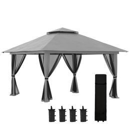 Outsunny Faltpavillon, Dunkelgrau, Metall, Textil, 392x283x392 cm, Sonnen- & Sichtschutz, Pavillons & Pergolas, Pavillons
