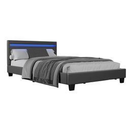 Juskys Polsterbett, Dunkelgrau, Holz, 120x200 cm, Schlafzimmer, Betten, Polsterbetten