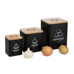 Relaxdays Aufbewahrungsbox, Schwarz, Metall, Holz, Kunststoff, Quadratisch, K&uuml;chenzubeh&ouml;r, Vorratsbeh&auml;lter, Vorratsdosen Sets
