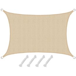 AMANKA Sonnensegel, Beige, Kunststoff, Rechteckig, 200x300 cm, Sonnenschutz & Sichtschutz, Sonnensegel