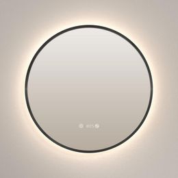 Emke Badspiegel, Schwarz, Glas, Rund, 70x70x3 cm, Badezimmer, Badezimmerspiegel, Badspiegel