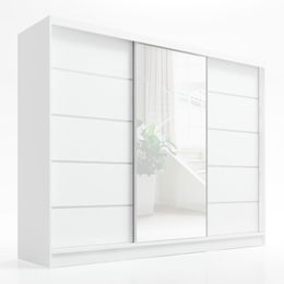 A&J M&ouml;belLand Schwebet&uuml;renschrank, Wei&szlig;, Holzwerkstoff, 200x215x60 cm, Schlafzimmer, Kleiderschr&auml;nke, Schwebet&uuml;renschr&auml;nke