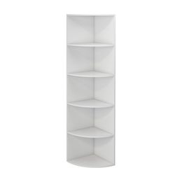 VICCO Eckregal, Wei&szlig;, Holzwerkstoff, 6 F&auml;cher, Formgebogen, 40x180x40 cm, Wohnzimmer, Regale, B&uuml;cherregale