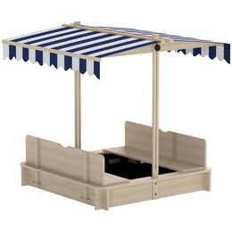 Outsunny Sandkasten, Natur, Holz, 106x115x106 cm, Outdoor Spielzeug, Sandk&auml;sten
