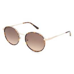 Calvin Klein CK25101S | Unisex-Sonnenbrille | Fassung: Vollrand, Rund, Metall, Havanna Dunkel | Glasfarbe: Gr&uuml;n Verlaufend