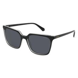 Polaroid PLD 4163/S | Damen-Sonnenbrille | Fassung: Vollrand, Quadratisch, Kunststoff, Schwarz Kristall | Glasfarbe: Grau