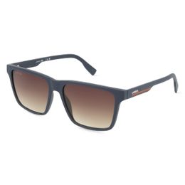 Lacoste L6039S | Herren-Sonnenbrille | Fassung: Vollrand, Quadratisch, Kunststoff, Blau Matt | Glasfarbe: Braun Verlaufend