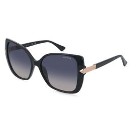 Guess GU7820 | Damen-Sonnenbrille | Fassung: Vollrand, Butterfly, Kunststoff, Schwarz Gl&auml;nzend | Glasfarbe: Grau Verlaufend
