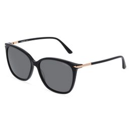 Rodenstock 3340 | Damen-Sonnenbrille | Fassung: Vollrand, Butterfly, Kunststoff, Schwarz Gl&auml;nzend | Glasfarbe: Grau