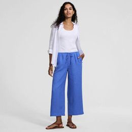 LANDS' END Weite Premium Reinleinen-Schlupfhose in 7/8-L&auml;nge f&uuml;r Damen in Petite-Gr&ouml;&szlig;e, Damen, size: petite, Blau, Leinen, by Lands' End