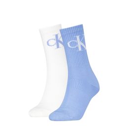 M&auml;dchen Socken "CKJ WOMEN SOCK 2P MONOGRAM", Calvin Klein Jeans, Gr. 35sky blau, Baumwollmischung, Socken, mit extra breitem B&uuml;ndchen, Cotton-Mix,