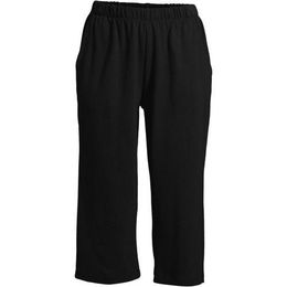 LANDS' END Interlock-Caprihose mit Dehnbund f&uuml;r Damen in Plusgr&ouml;&szlig;e, Damen, size: plus, Schwarz, Baumwolle, by Lands' End