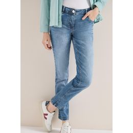 Cecil Damen Comfort-fit-Jeansmid blau wash, Gr. 33, unifarben, Jeans, 78% Baumwolle, 20% Polyester, 2% Elasthan, Jeans, Middle Waist
