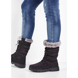 bonprix Schn&uuml;rstiefel, schwarz, Gr.43, Warmer Winter Schn&uuml;r Boot mit profilierter Laufsohle, aus Vegan