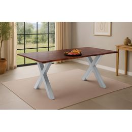 Baumkantentisch ROXANA / 160x85 / X-Gestell Silber