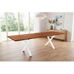 Tisch AVINO / nussbaumfarben / 180(280)x90 / X-Gestell Wei&szlig;