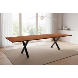 Tisch AVINO / nussbaumfarben / 200(300)x100 / X-Gestell Schwarz
