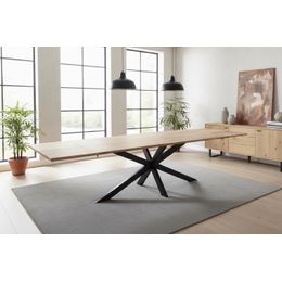 Tisch AVINO / naturfarben / 200(300)x100 / Spider-Gestell Schwarz