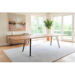 Tisch AVINO / naturfarben / 220(320)x100 / Vierfu&szlig;-Gestell Schwarz