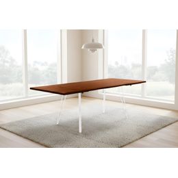 Tisch AVINO / nussbaumfarben / 120(200)x90 / Vierfu&szlig;-Gestell Wei&szlig;
