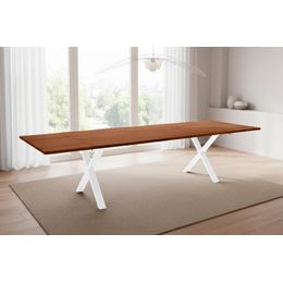 Tisch AVINO / nussbaumfarben / 200(300)x100 / X-Gestell Wei&szlig;