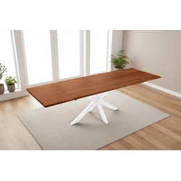 Tisch AVINO / nussbaumfarben / 180(280)x90 / Spider-Gestell Wei&szlig;