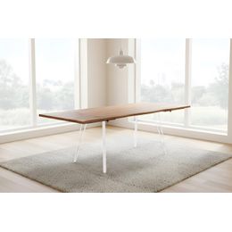 Tisch AVINO / naturfarben / 160(260)x90 / Vierfu&szlig;-Gestell Wei&szlig;