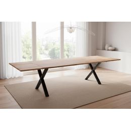 Tisch AVINO / naturfarben / 220(320)x100 / X-Gestell Schwarz