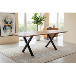 Tisch AVINO / naturfarben / 120(200)x90 / X-Gestell Schwarz
