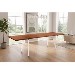 Tisch AVINO / nussbaumfarben / 180(280)x90 / Vierfu&szlig;-Gestell Wei&szlig;
