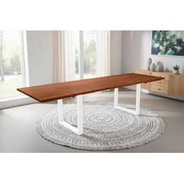 Tisch AVINO / nussbaumfarben / 180(280)x90 / U-Gestell Wei&szlig;