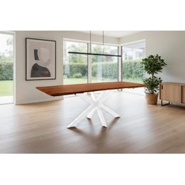 Tisch AVINO / nussbaumfarben / 160(260)x90 / Spider-Gestell Wei&szlig;