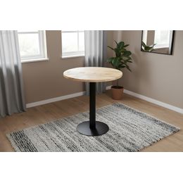 Bistrotisch EMILIO / 70x70 / Mango naturfarben / S&auml;ulen-Gestell rund Schwarz